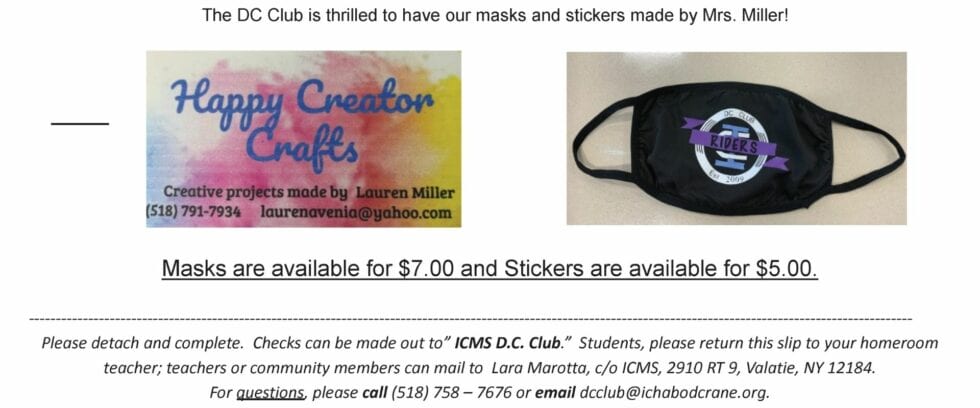 Support DC Club With Purchase of Student Designed Mask! | Ichabod Crane ...