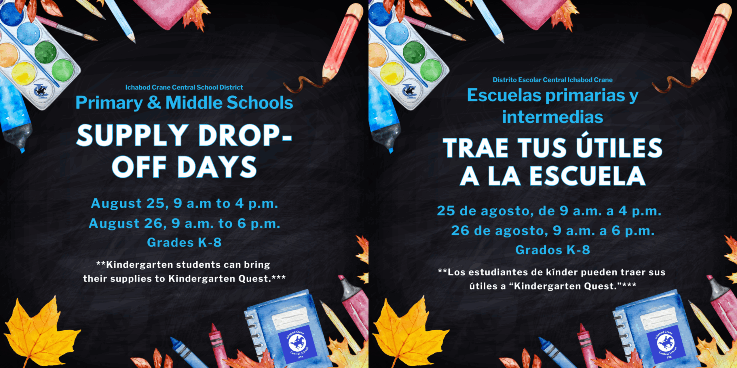 Save the Dates: PTA Supply Drop-Off Days for K-8 | Ichabod Crane ...